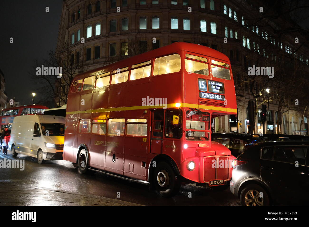 Driving double decker bus at night hi-res stock photography and images ...