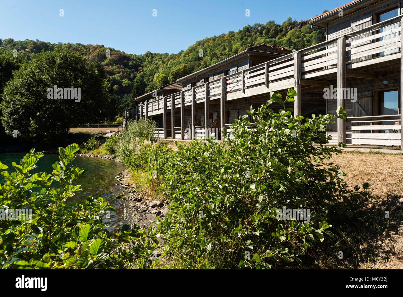 France,Cantal,Salers country,Lascelle,hotel of Lac des Graves Stock ...