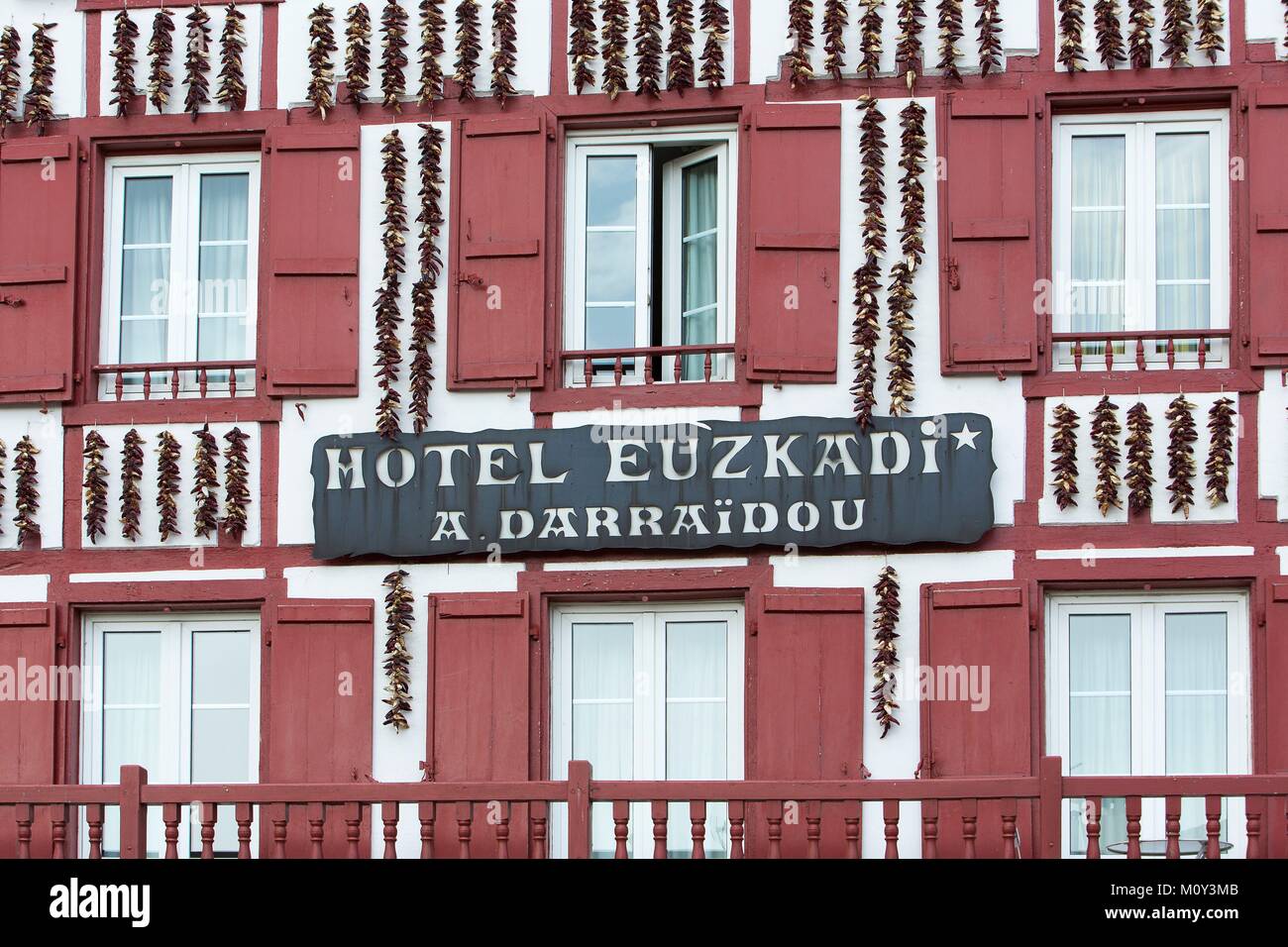 France,Pyrenees Atlantiques,Pays Basque,Espelette,pepper drying on the ...