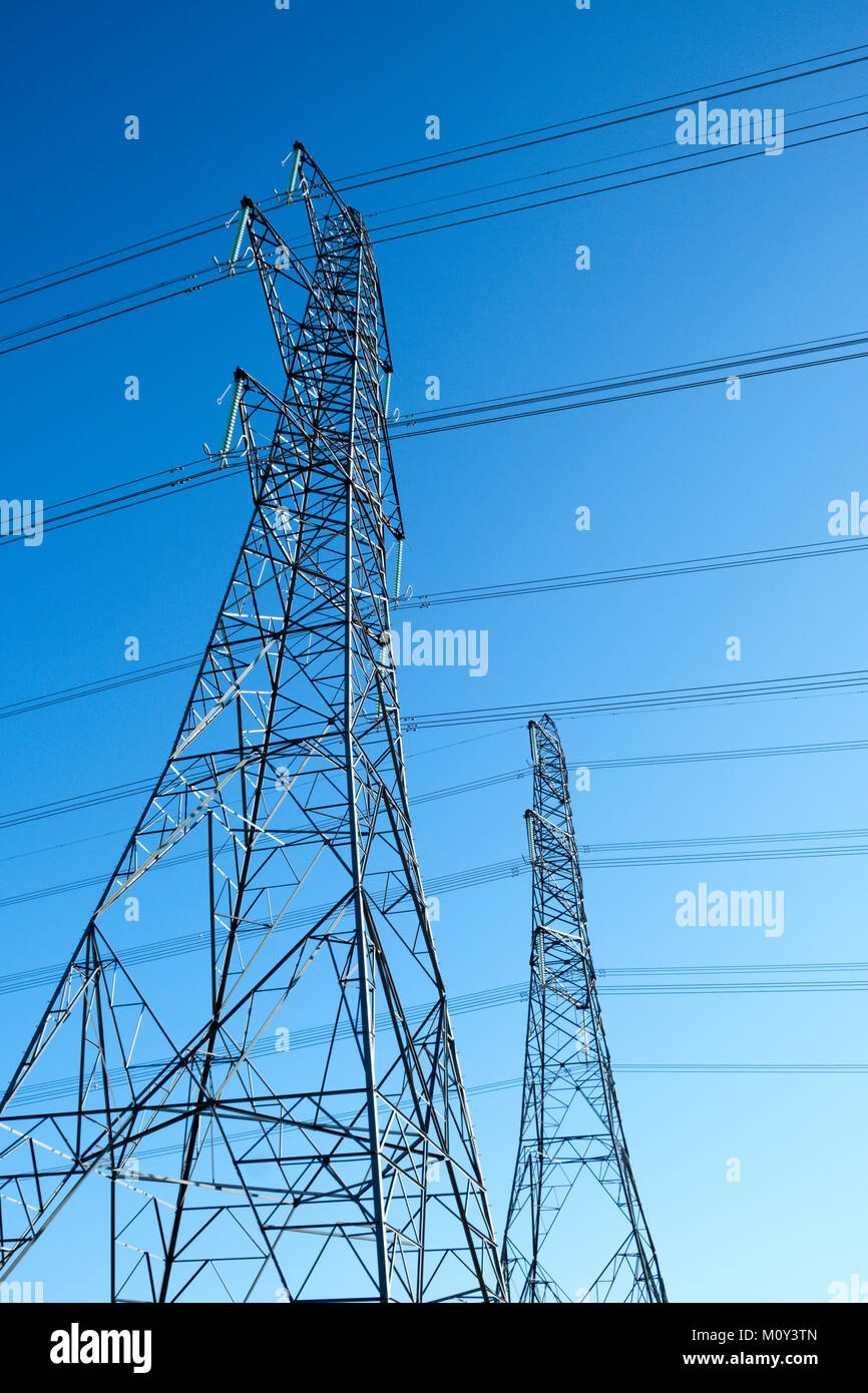 Electrical pylons from dungeness nuclear power station hi-res stock ...