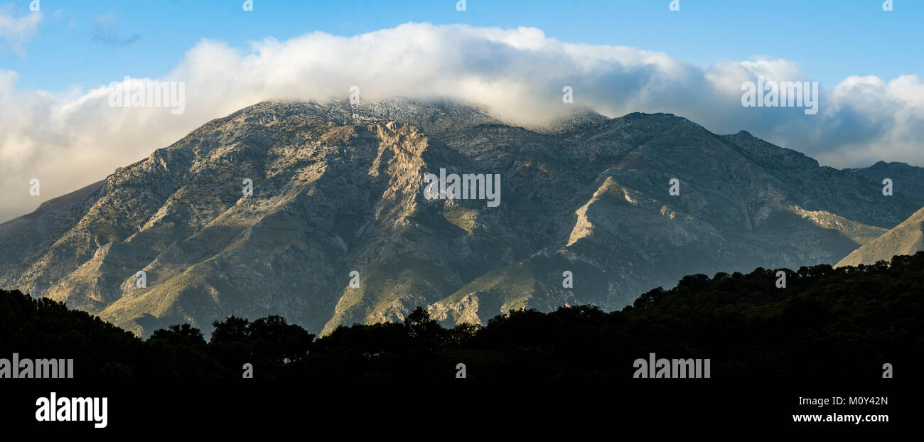 Panoramic view of, La Torrecilla Peak, mountains in natural park ...