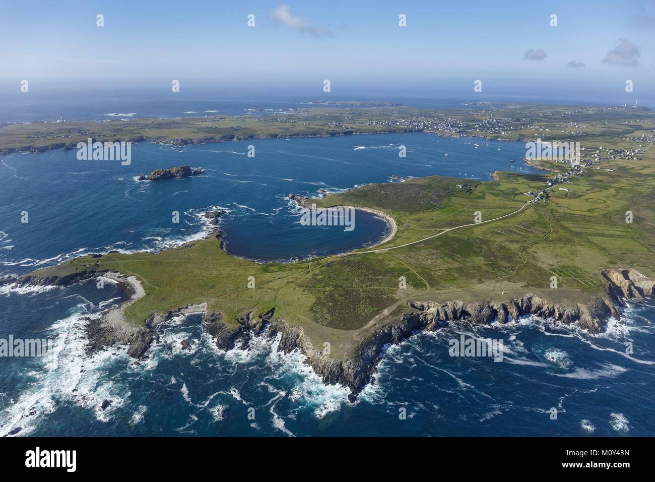 France,Finistere,Ouessant island,Lampaul bay,Penn Ar Viler and Porz ...