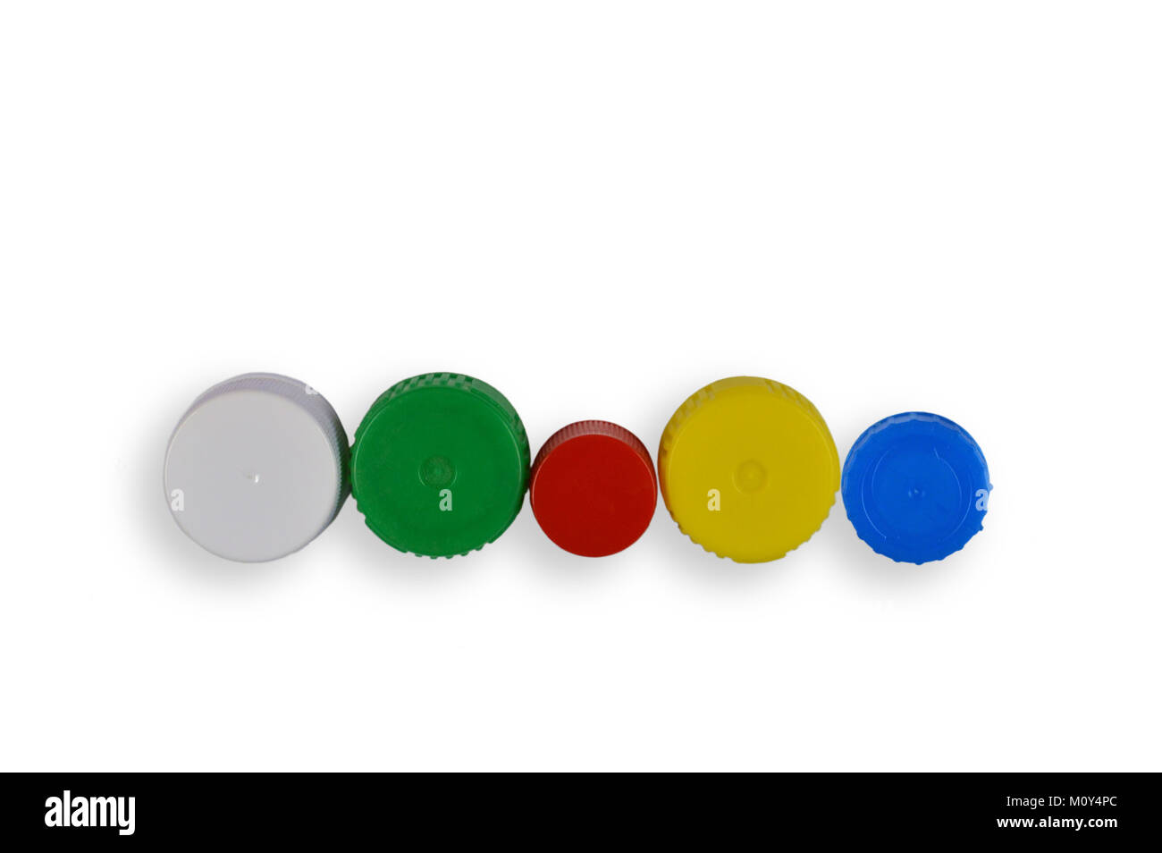 set of plugs of different colors and sizes on white background Stock ...