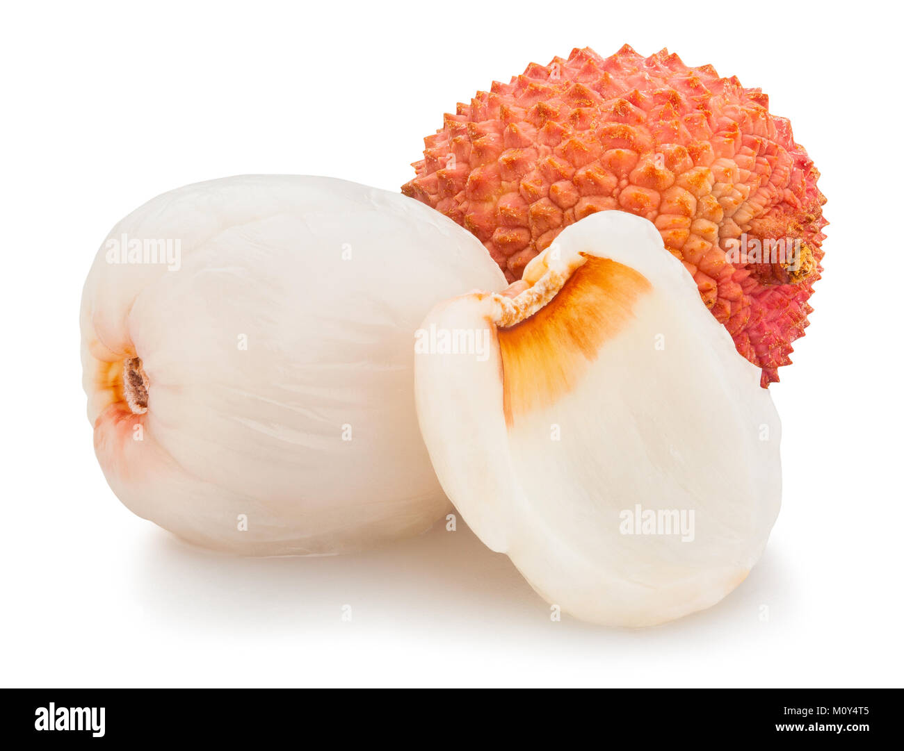 sliced lychee path isolated Stock Photo - Alamy