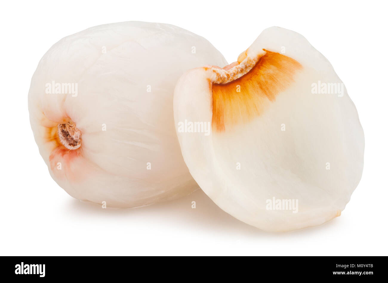 sliced lychee path isolated Stock Photo - Alamy