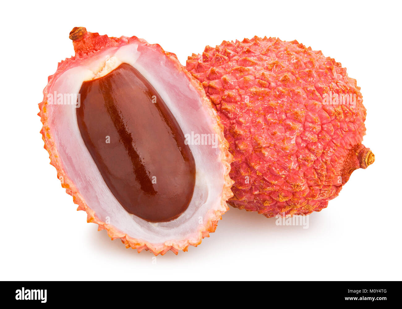 sliced lychee path isolated Stock Photo - Alamy