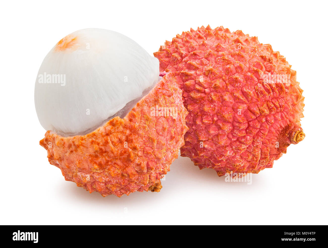 sliced lychee path isolated Stock Photo - Alamy