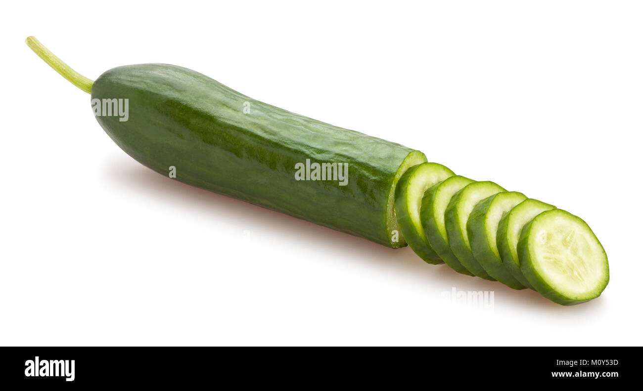sliced cucumber path isolated Stock Photo - Alamy