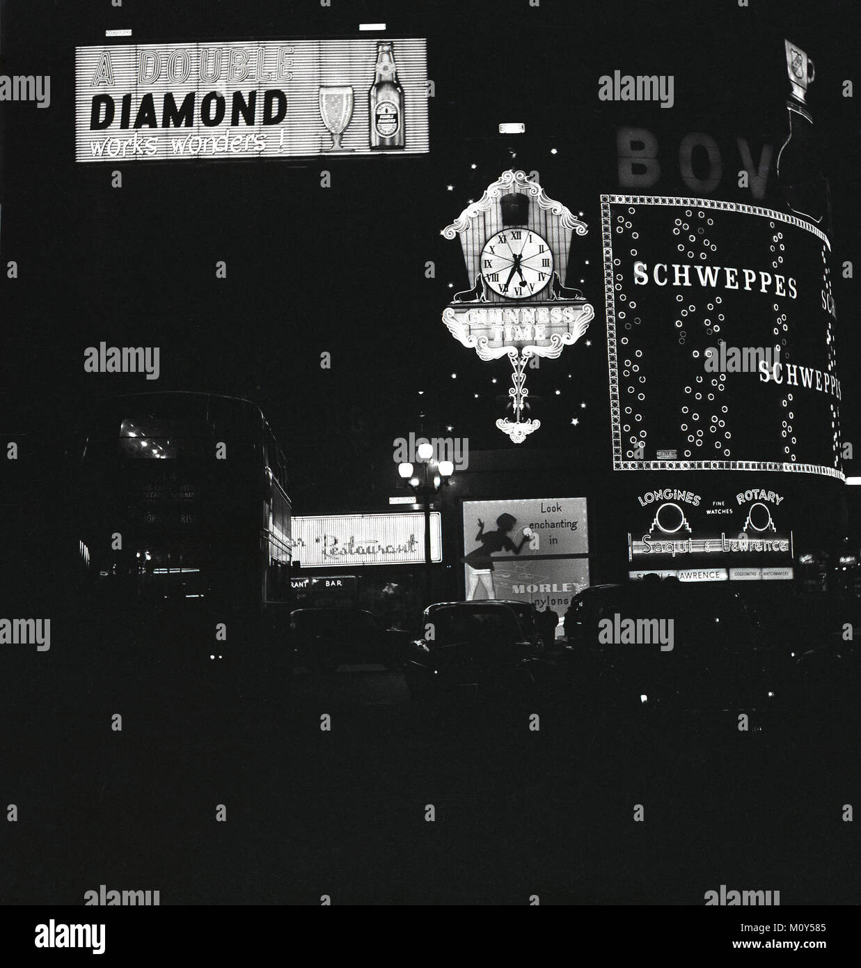 1960s, historical picture of the famous neon advertising signs and ...