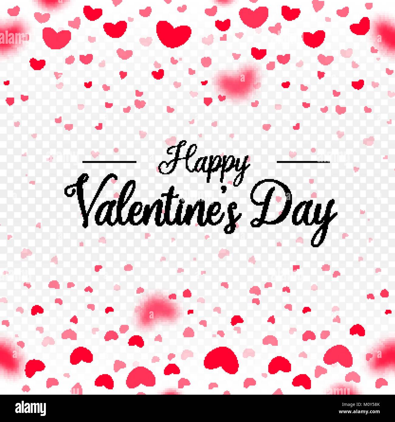 Happy Valentines Day, red vector paper hearts falling, card border ...