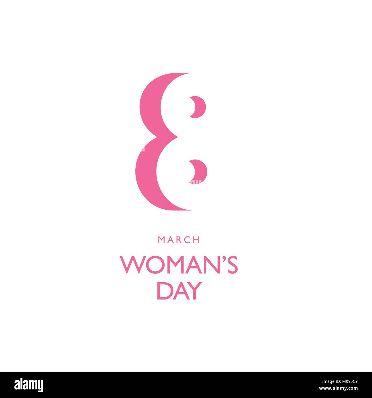 8th March, pink color symbol, negative space stylish vector logo ...