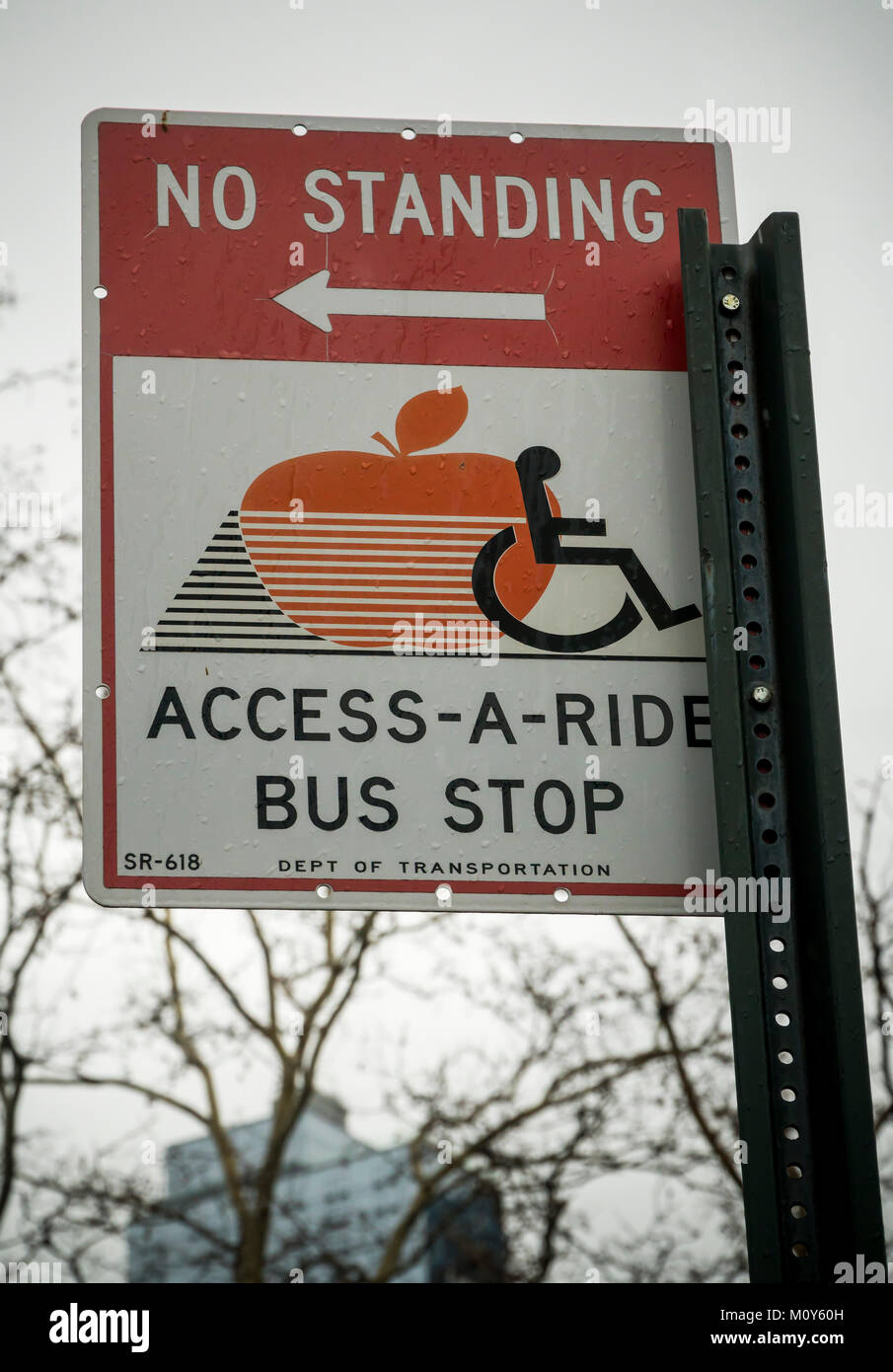A no standing access-a-ride bus stop sign is seen in the Chelsea ...