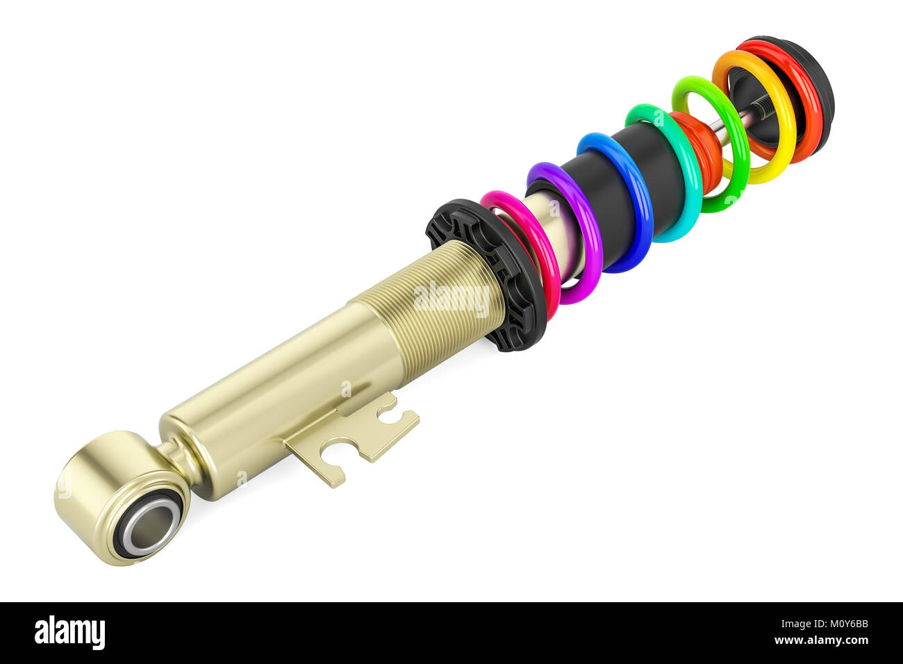 colorful car shock absorber, 3D rendering isolated on white background ...