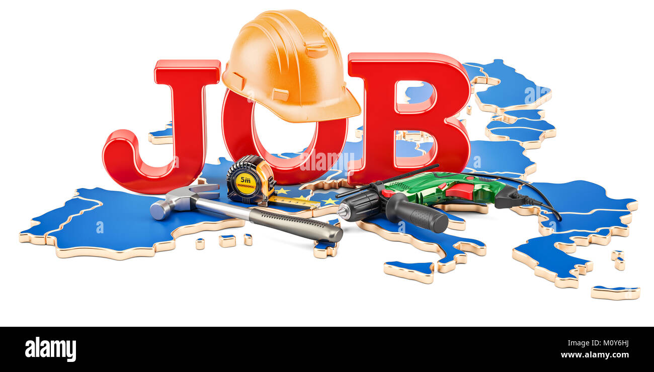 Job Vacancies in European Union concept, 3D rendering isolated on white ...