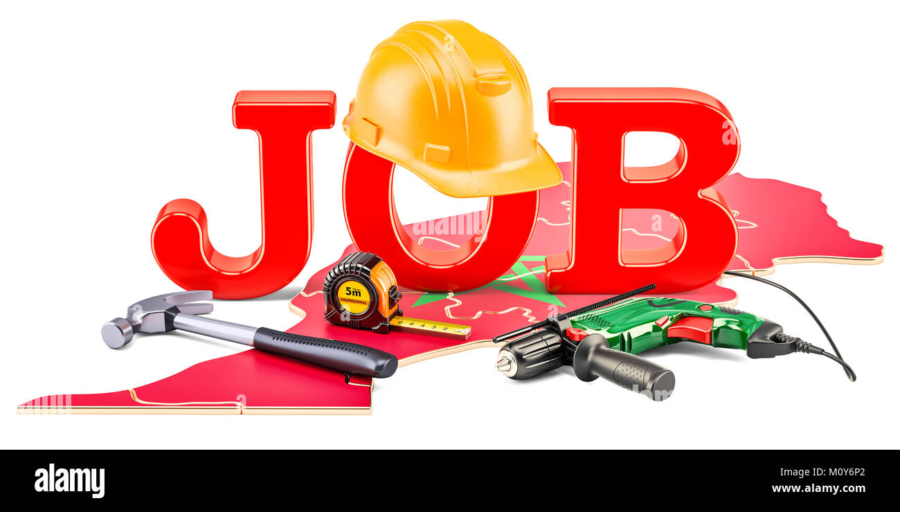 Job Vacancies in Morocco concept, 3D rendering isolated on white ...