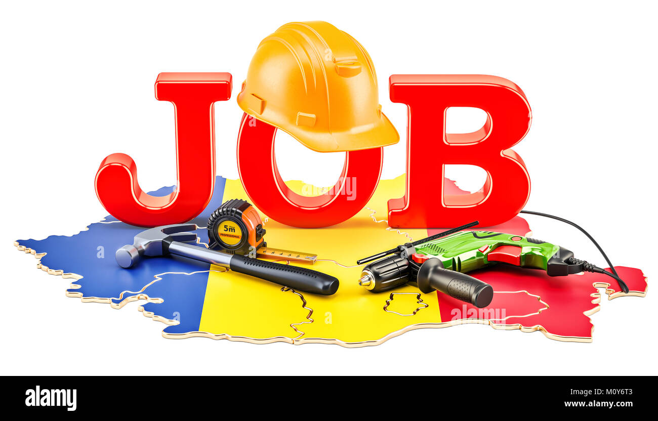 Job Vacancies in Romania concept, 3D rendering isolated on white ...