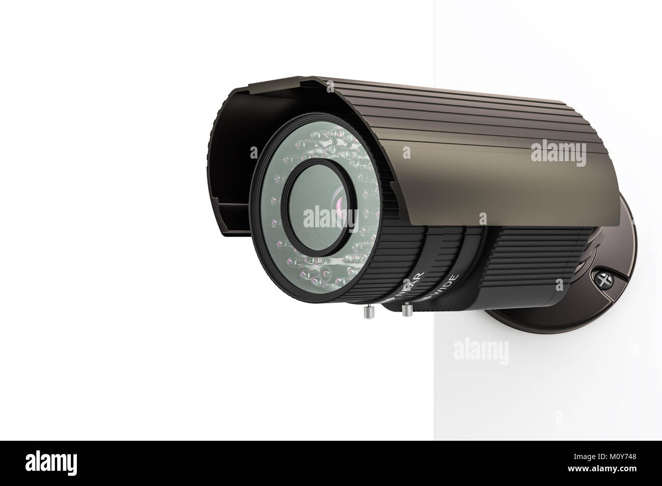 Security surveillance camera on corner of the wall, 3D rendering Stock ...