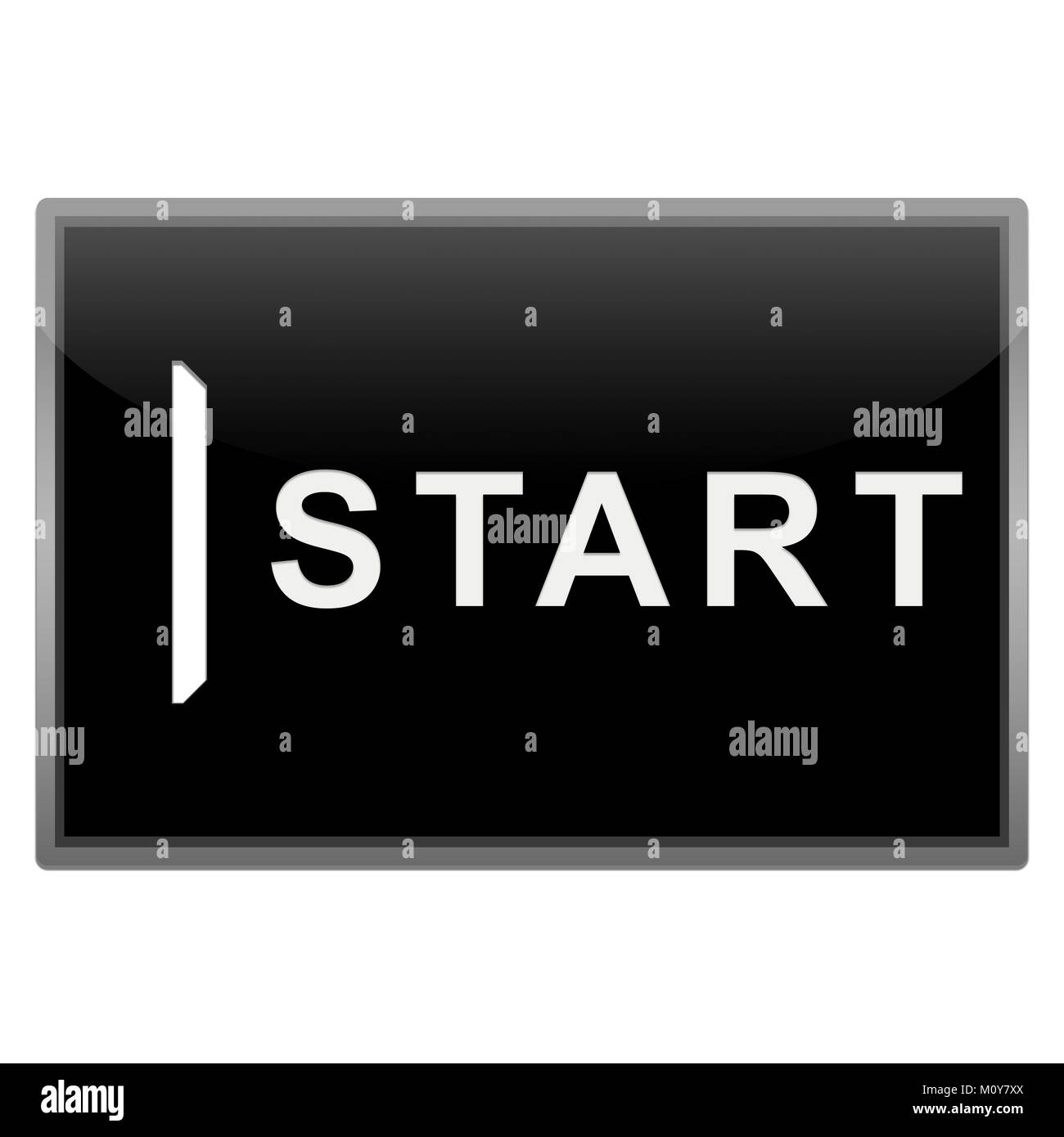 Big black button start with arrow. Rectangular shape Stock Photo - Alamy