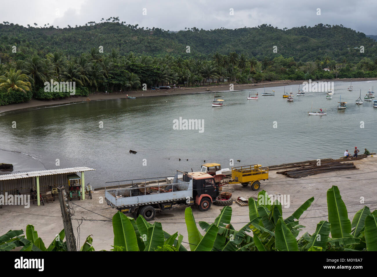 Bay of Baracoa with ships in Cuba Stock Photo - Alamy