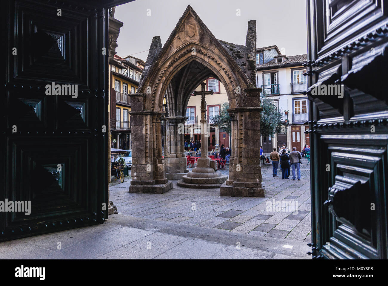 Gothic porch built for to commemorate the Battle of Salado in front of ...