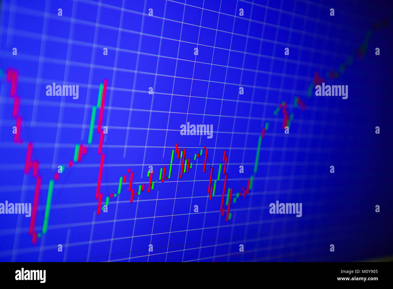 Financial graph on a computer monitor screen. Background stock chart ...