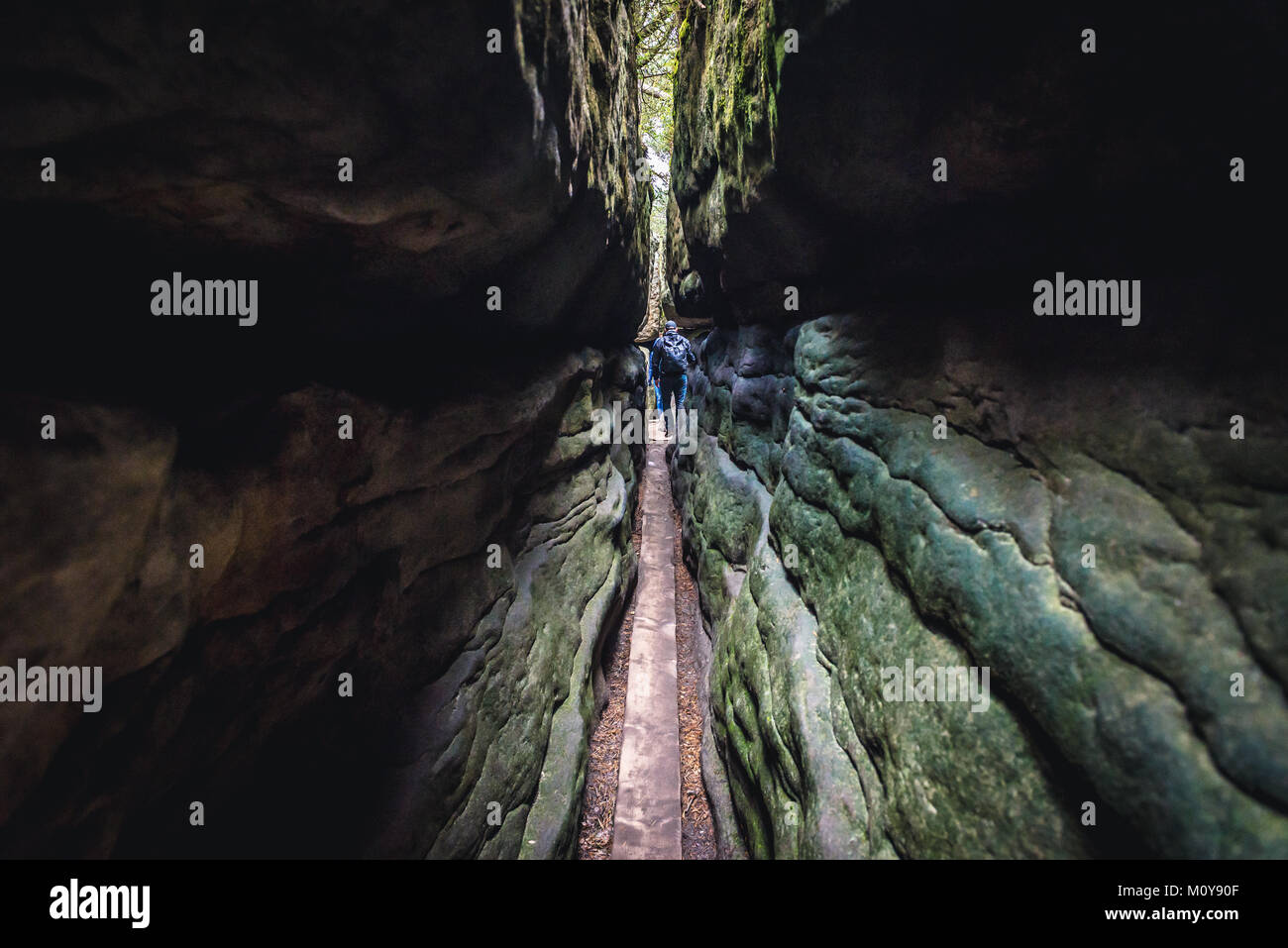 Narrow passage in rock labirynth called Bledne Skaly (Errant Rocks) in ...