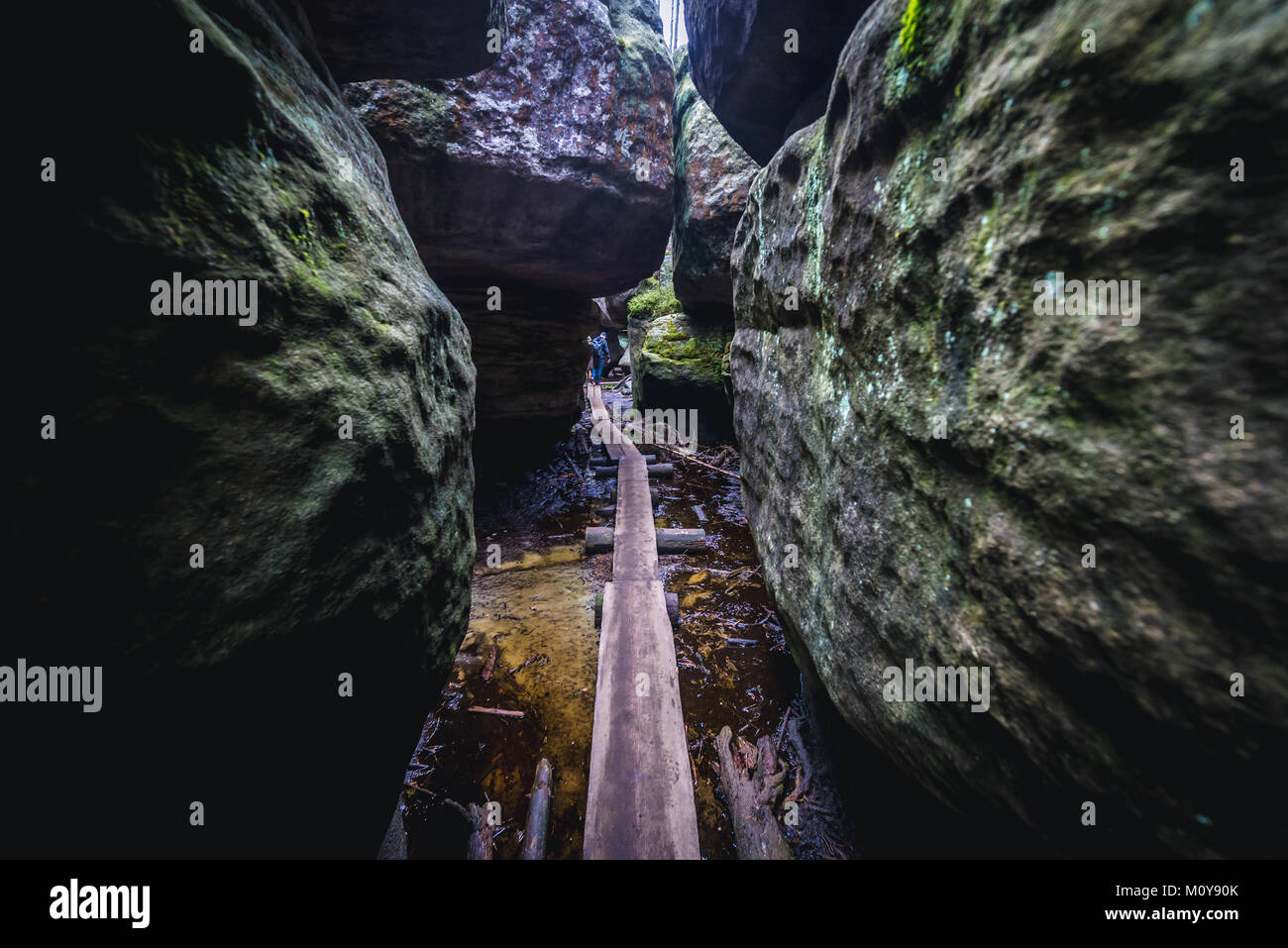 Rock labirynth called Bledne Skaly (Errant Rocks) in Stolowe Mountains ...