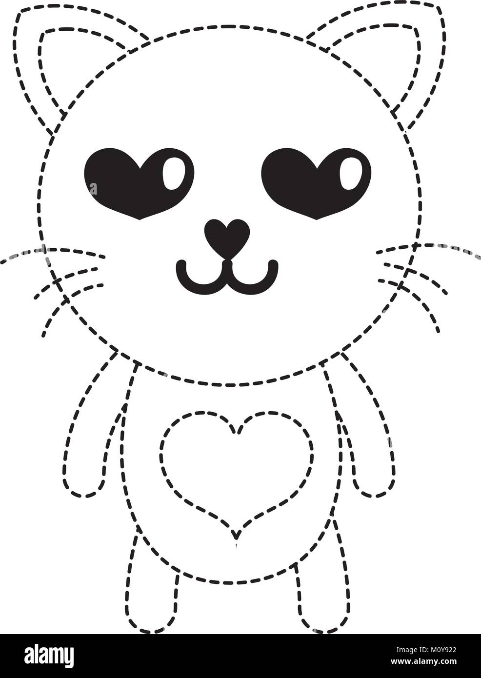 dotted shape enamored cat cute feline animal Stock Vector Image & Art ...