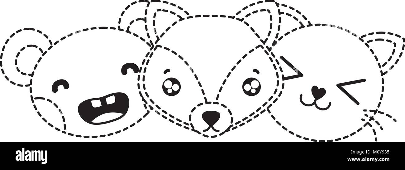 dotted shape happy cute animals head friends Stock Vector Image & Art ...
