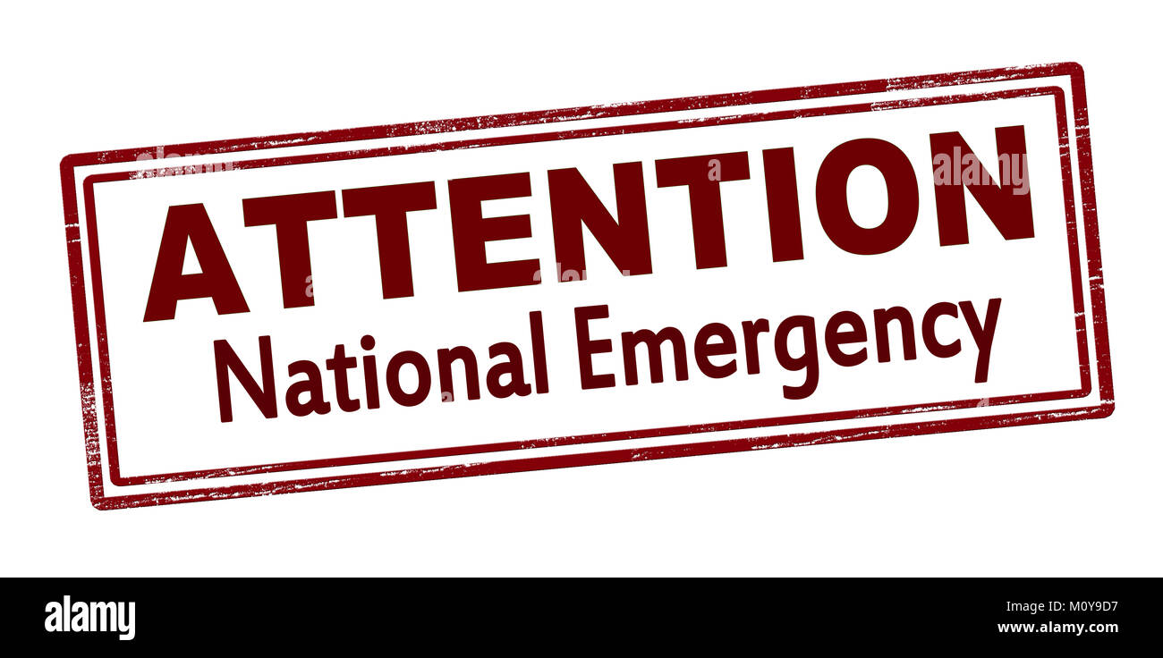 Rubber stamp with text attention national emergency inside, vector ...