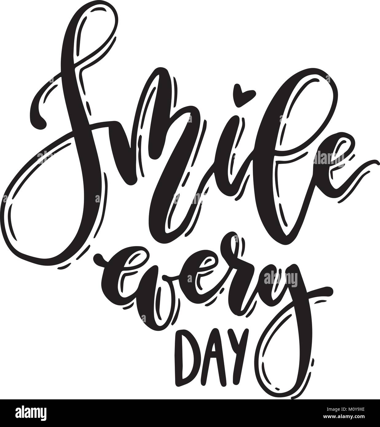 Handwritten smile every day lettering. Vector isolated typographic ...