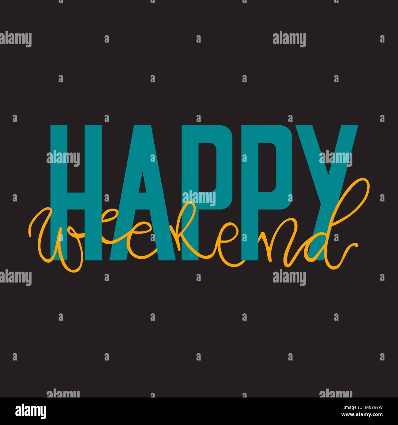Happy weekend. Hand drawn vector illustration. Lettering modern ...