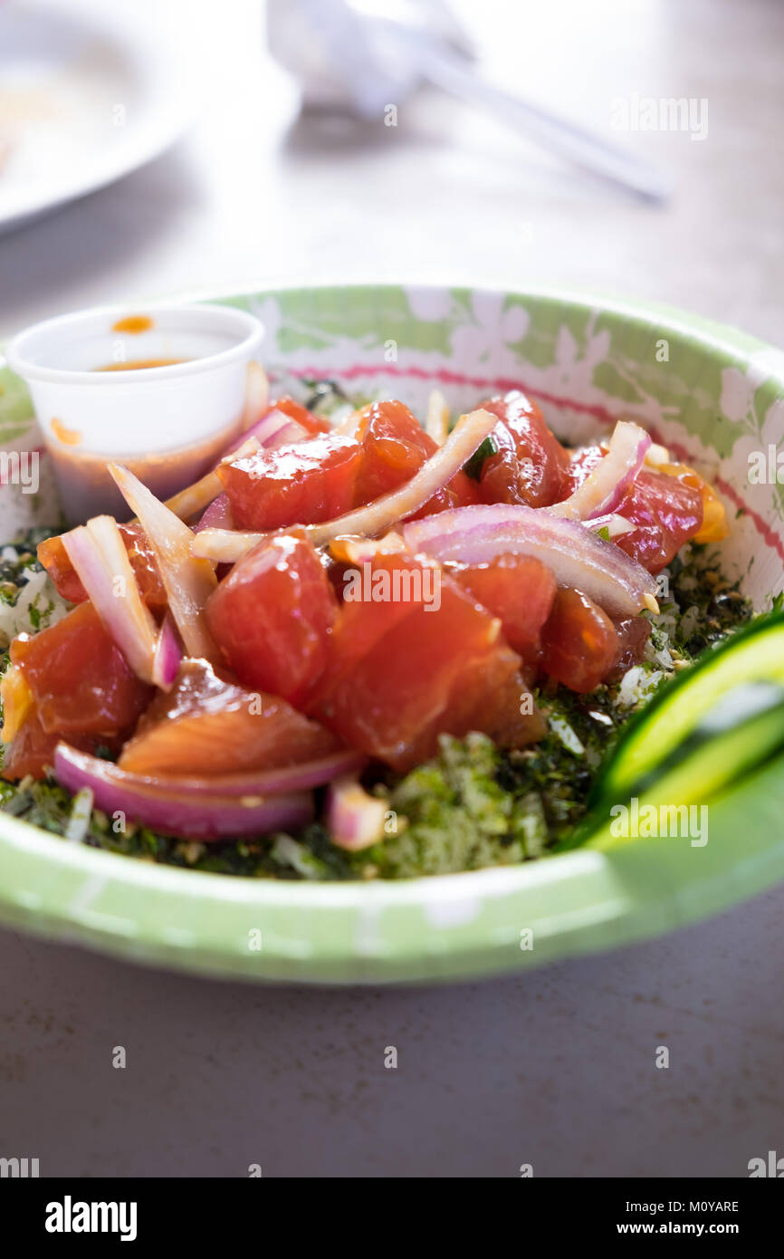 Raw Fish Poke Bowl Stock Photo - Alamy