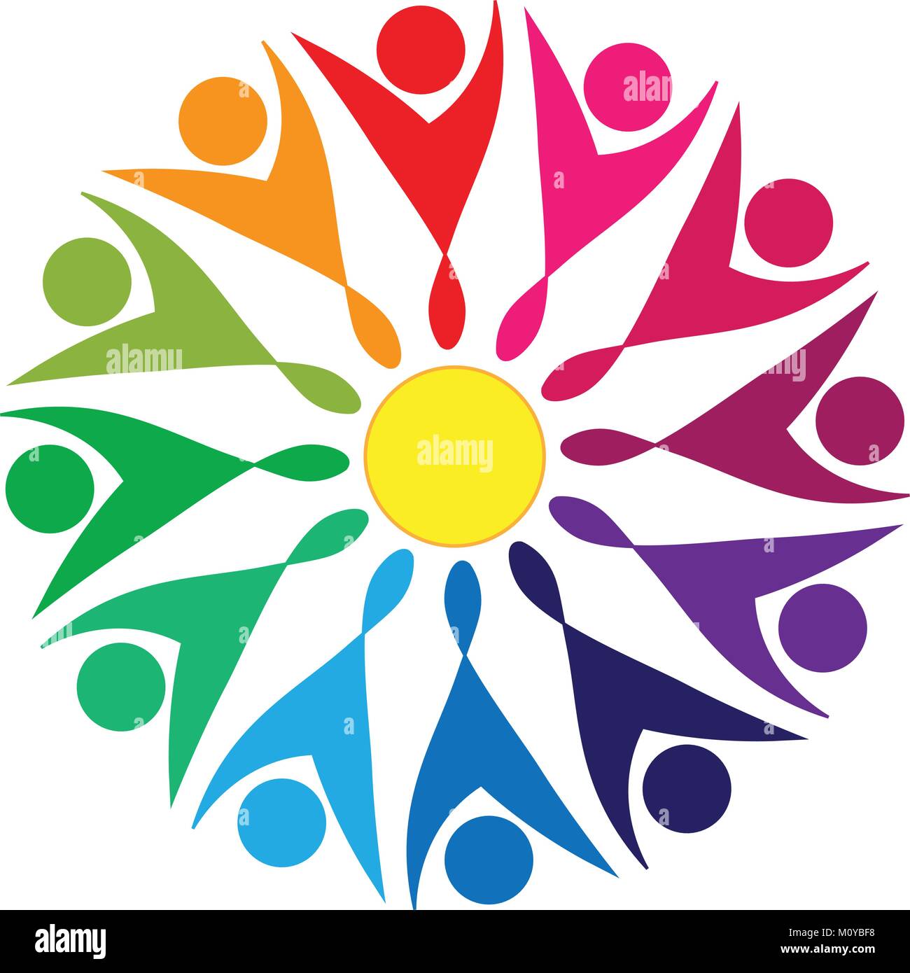 Teamwork party people doing a flower shape logo Stock Vector Image ...