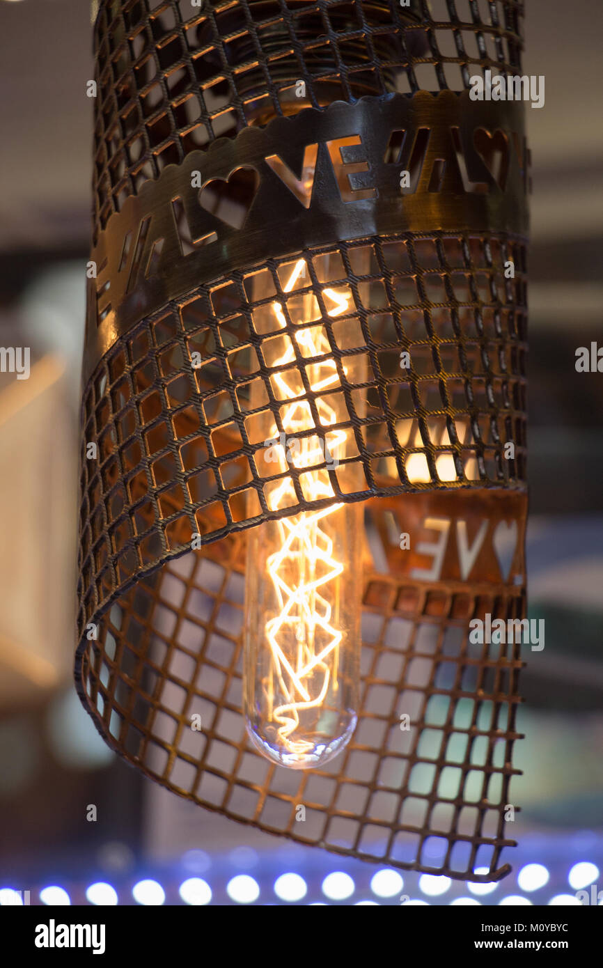 Decorative style filament light bulbs in view Stock Photo - Alamy