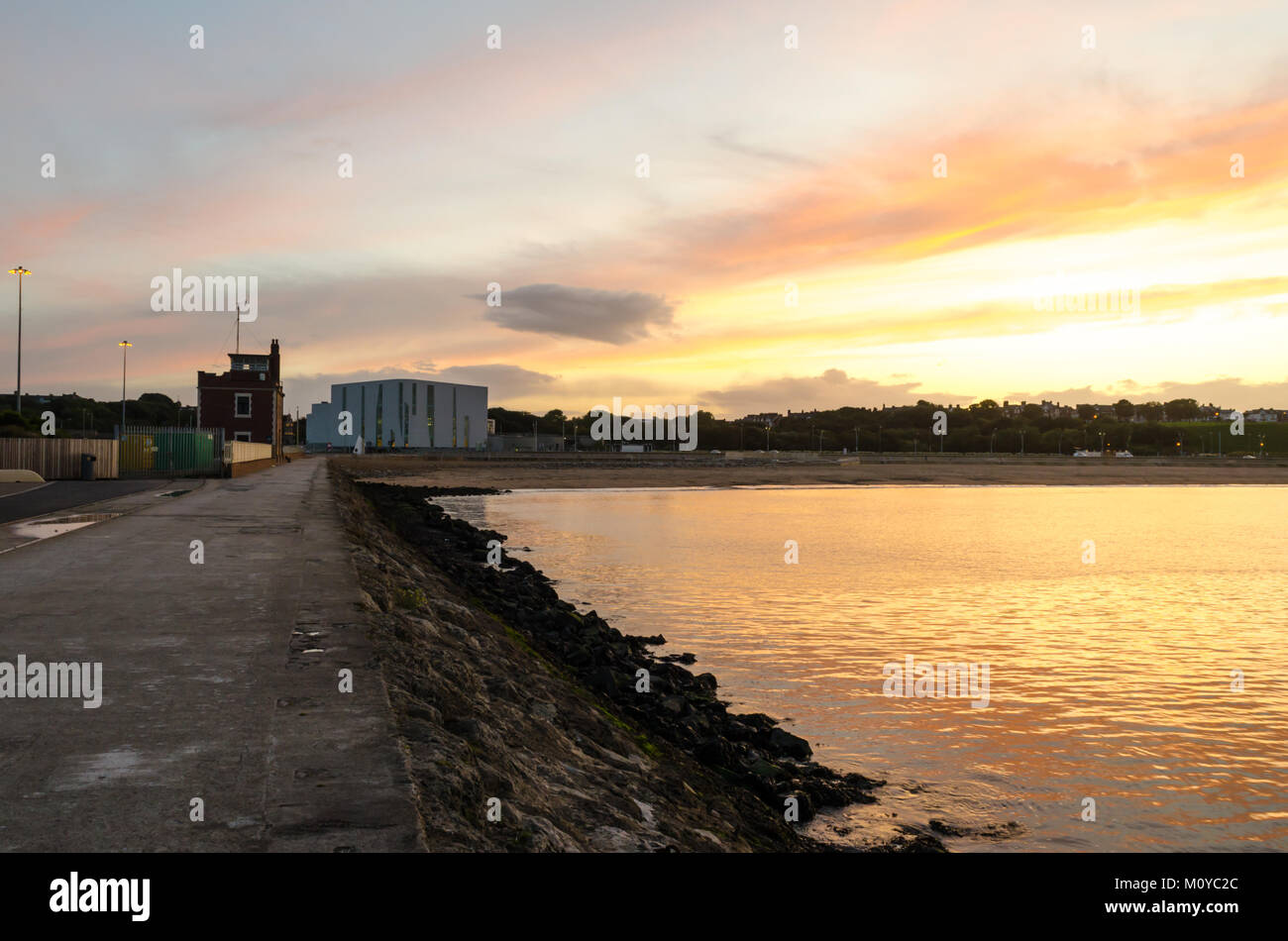 Golden Sunset Viewed From South Tyne Pier, South Shields Stock Photo ...