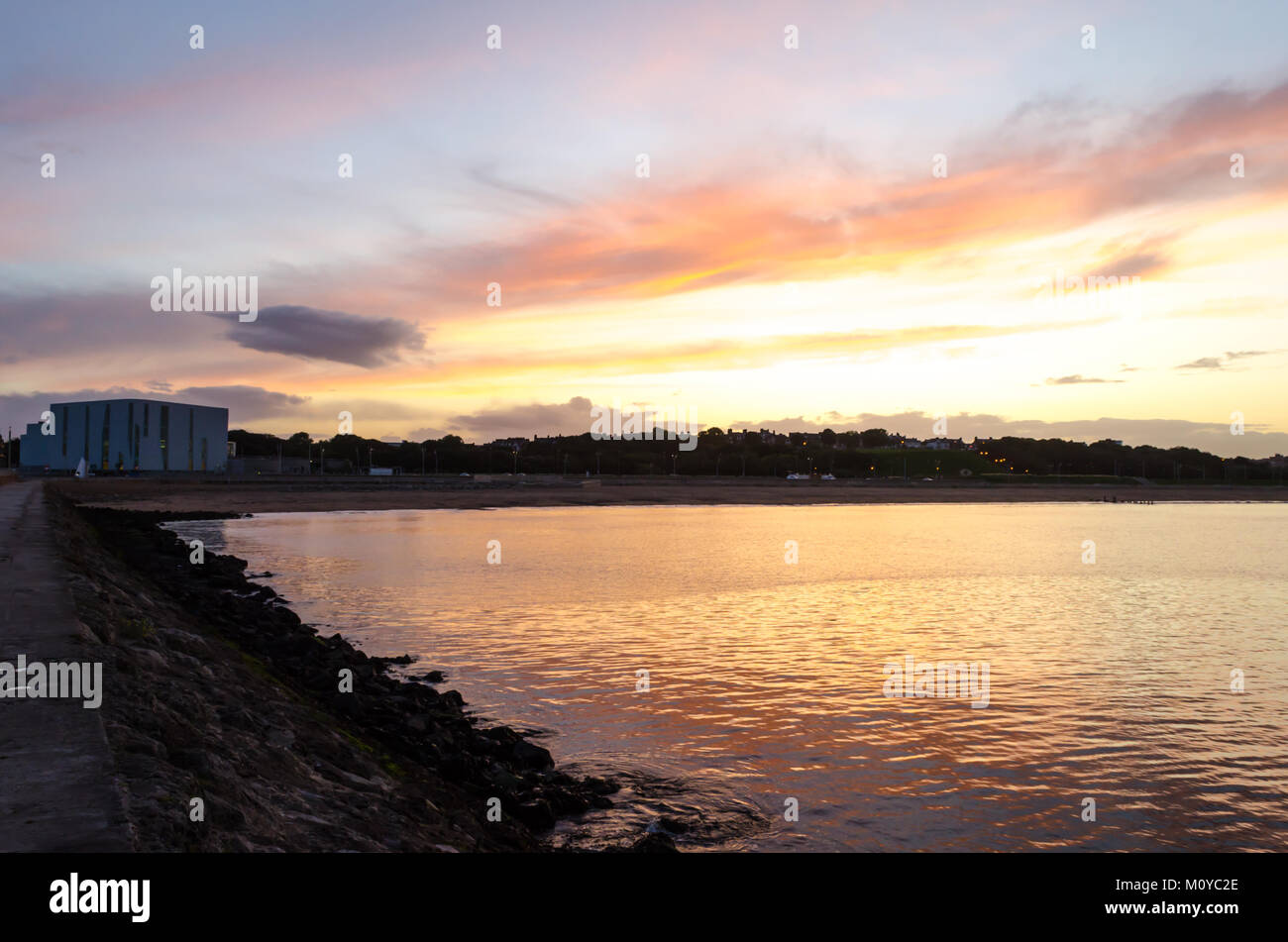 Golden Sunset Viewed From South Tyne Pier, South Shields Stock Photo ...
