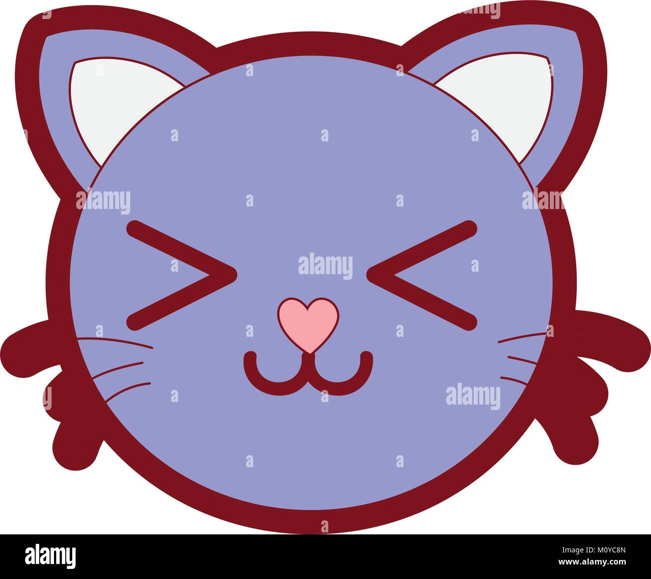 line color smile cat head cute animal Stock Vector Image & Art - Alamy