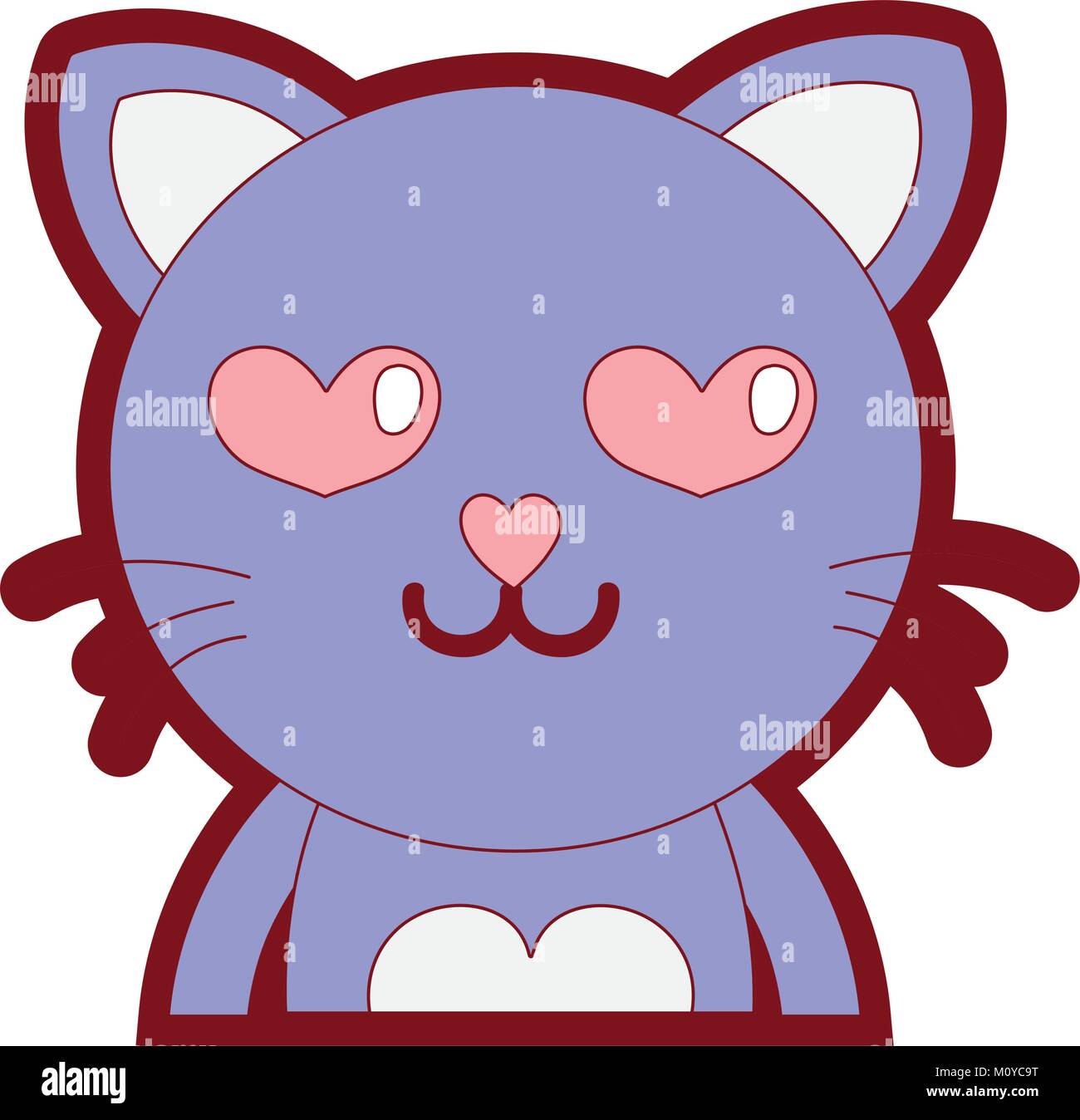 line color enamored cat adorable feline animal Stock Vector Image & Art ...