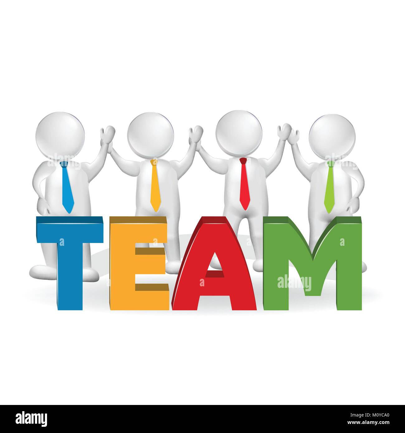 3D white small people with a colorful text word team vector image Stock ...