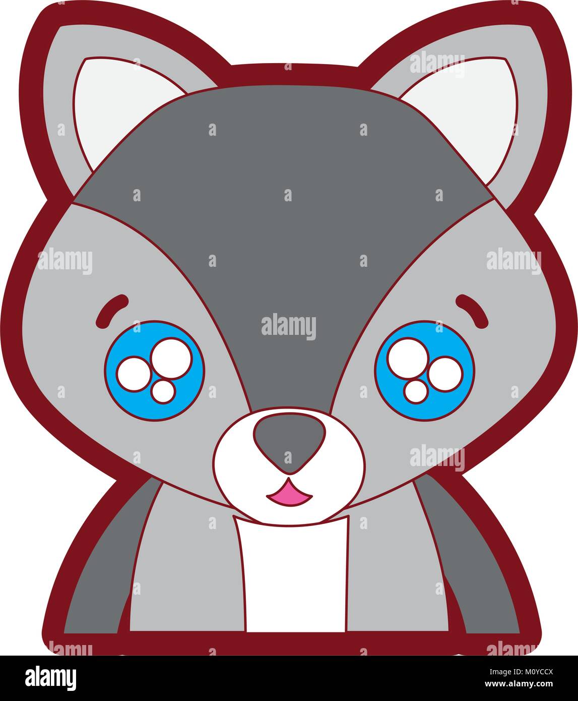 line color surprised fox adorable wild animal Stock Vector Image & Art ...