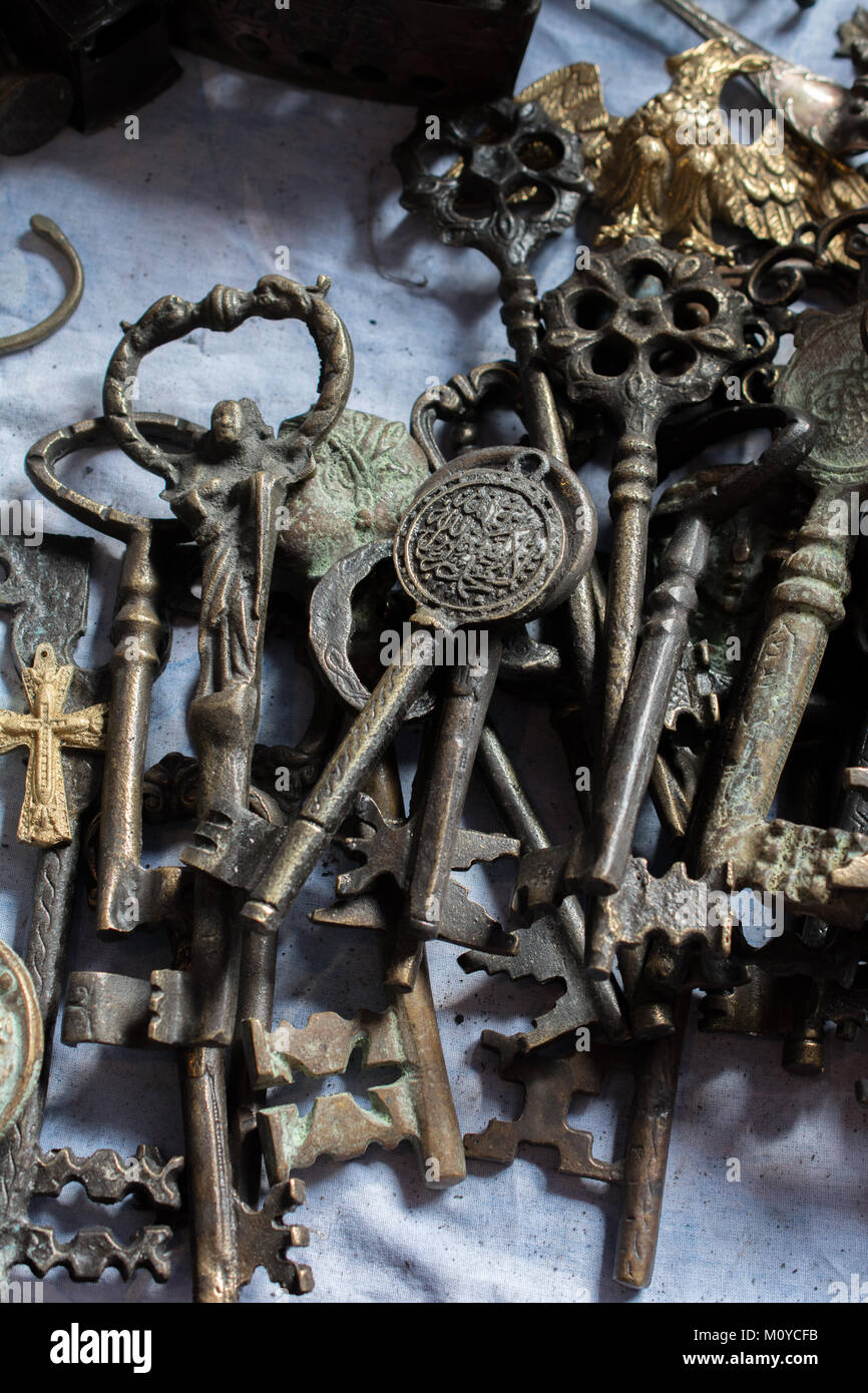 Retro styled color decorativel key made of metal Stock Photo - Alamy