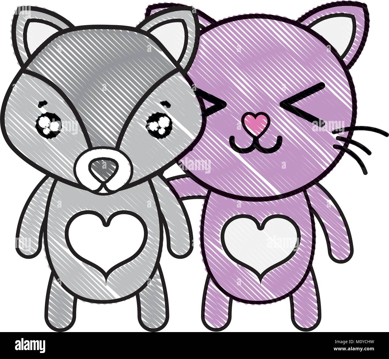 grated fox and cat cute animal friends Stock Vector Image & Art - Alamy