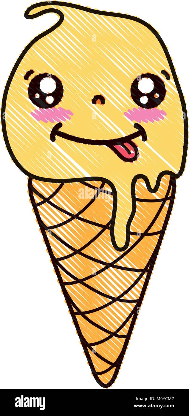grated funny ice cream kawaii with cornet Stock Vector Image & Art - Alamy