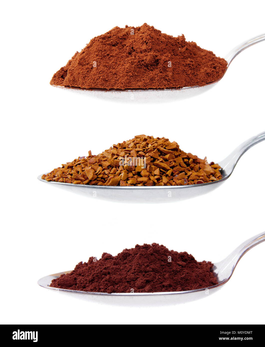 Coffee powders and grains on the spoon Stock Photo - Alamy