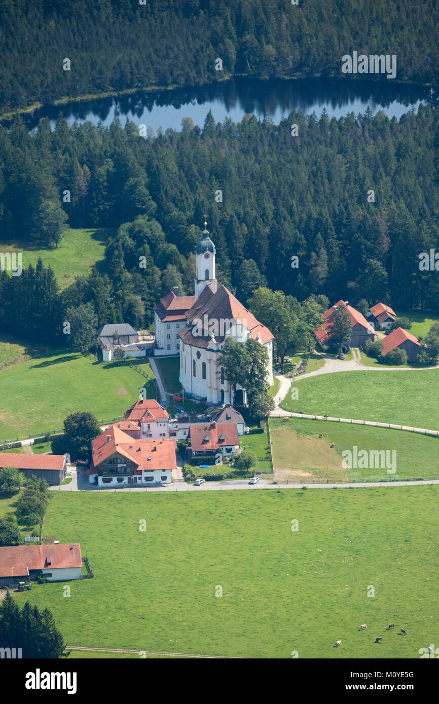 Aerial view of The Pilgrimage Church of Wies, Bavaria, Germany Stock ...