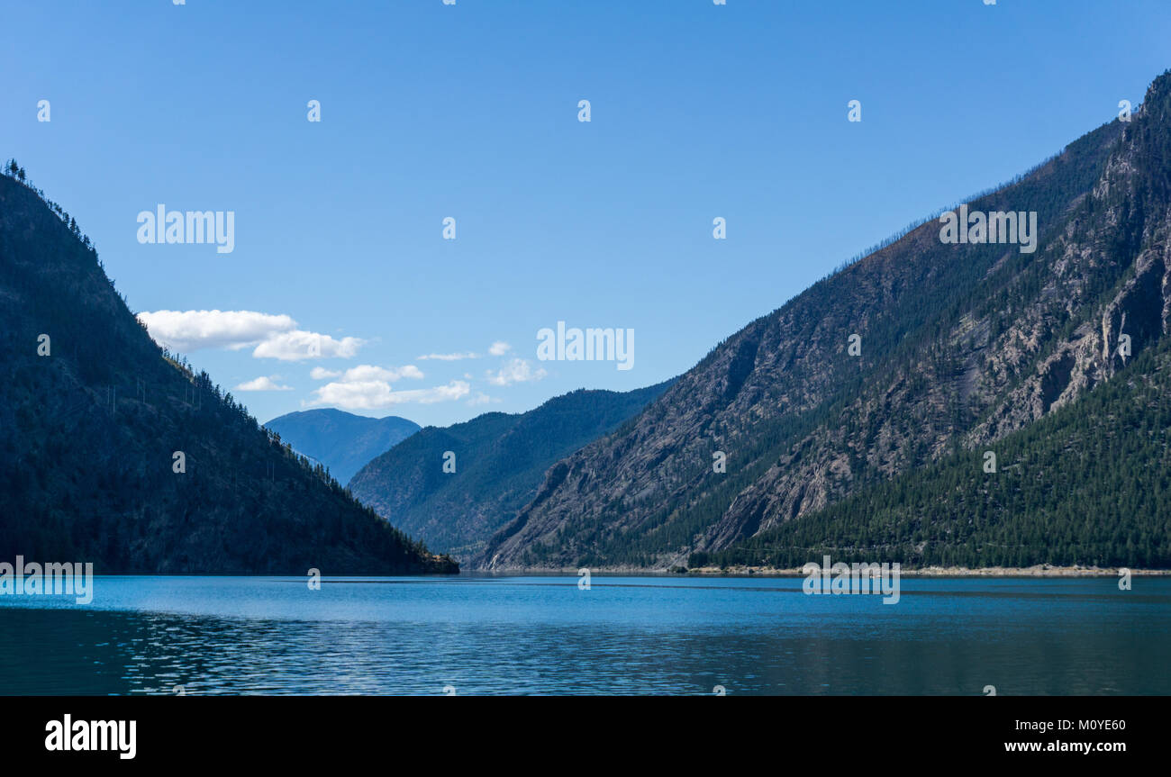 Seton lake near Lillooet British Columbia Canada high mountains with ...
