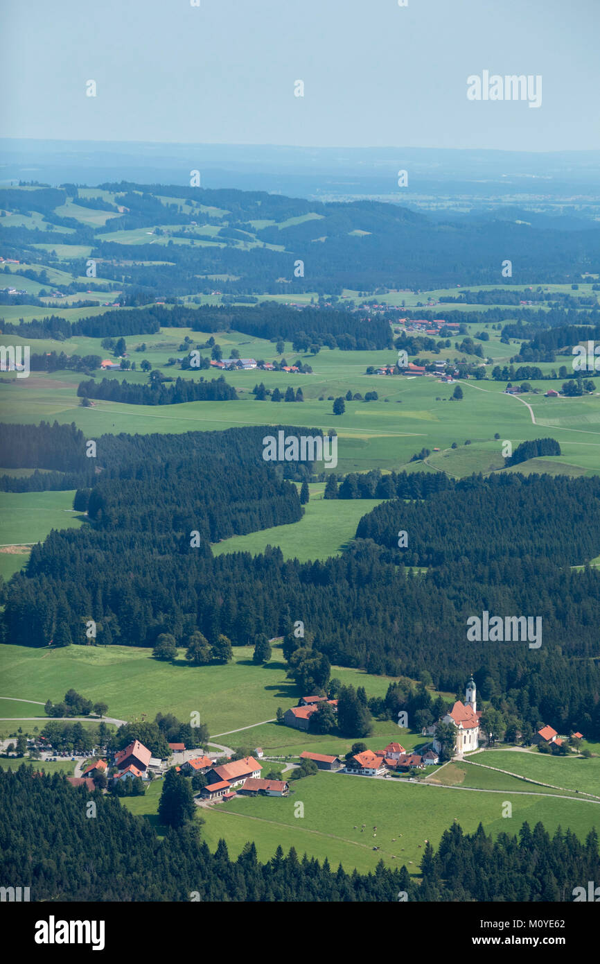 Aerial view of The Pilgrimage Church of Wies, Bavaria, Germany Stock ...