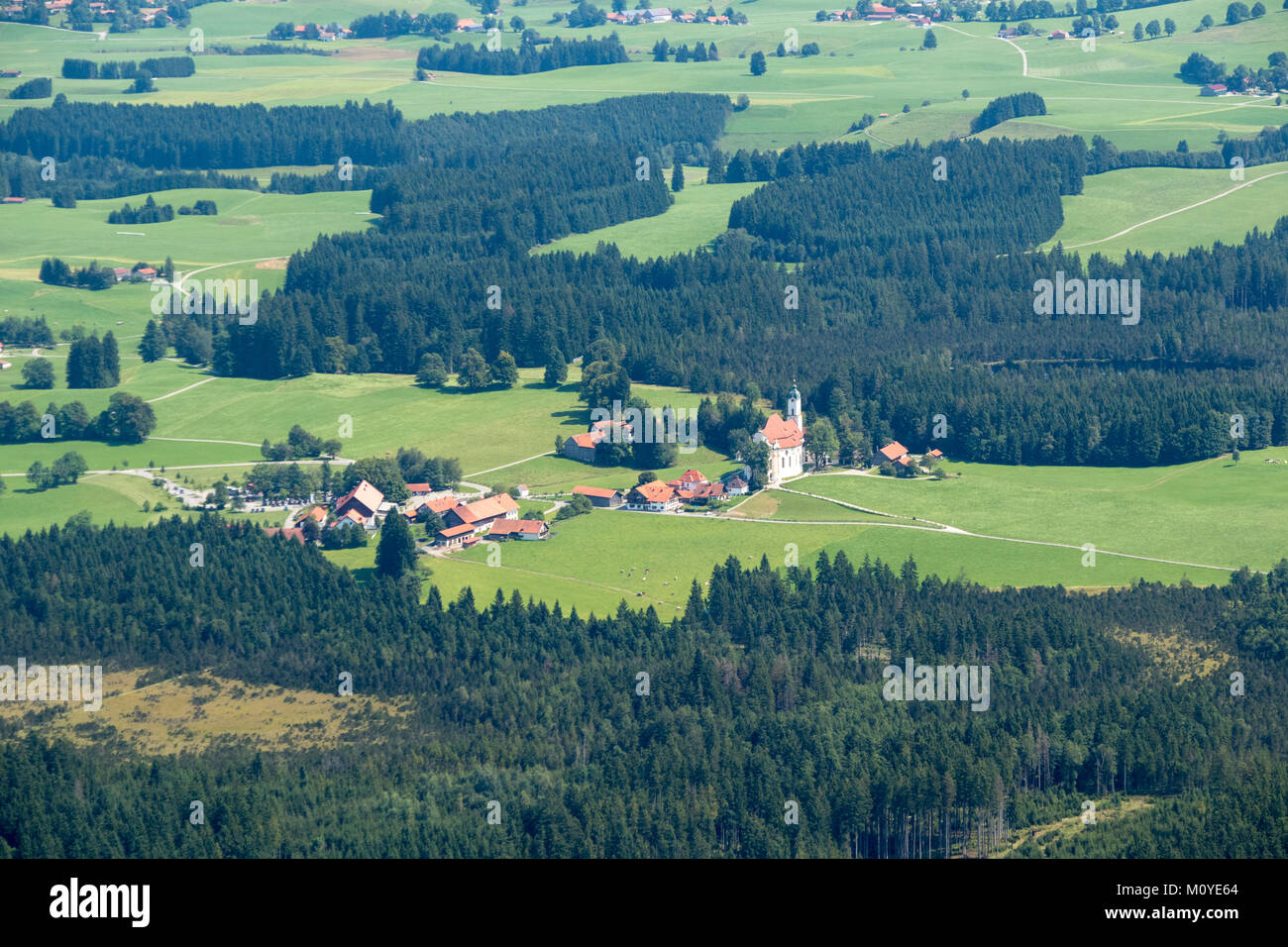 Aerial view of The Pilgrimage Church of Wies, Bavaria, Germany Stock ...