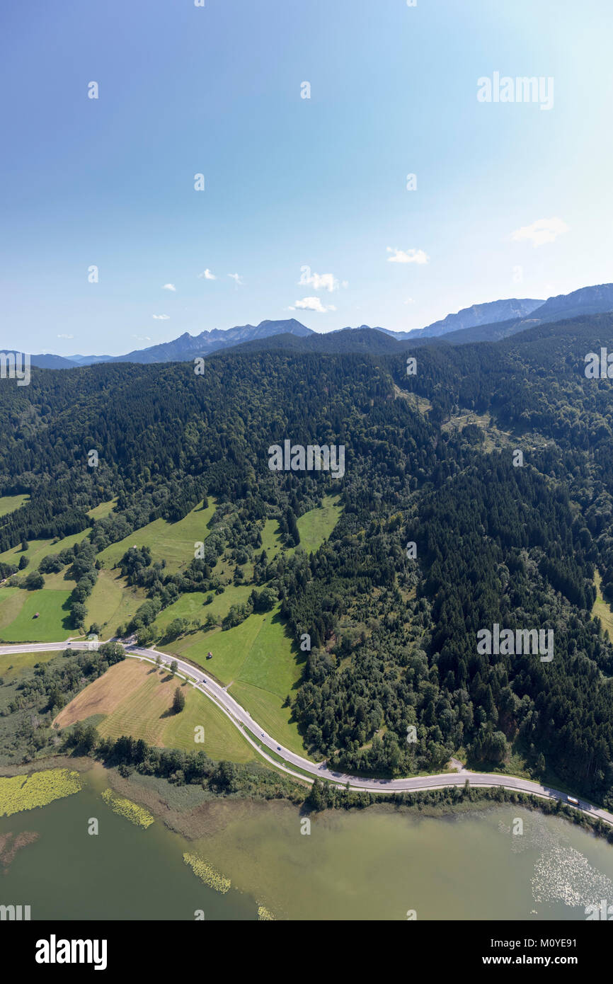 Aerial view of countryside around road B17, 87642 Halblech, Bavaria ...